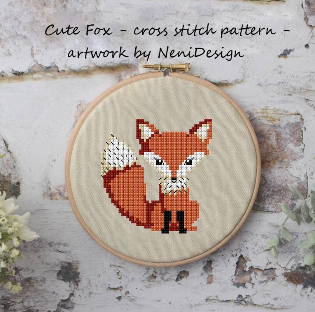 Cute Fox, Cross Stitch Pattern, Cross Stitch Fox, Fox Pattern ...