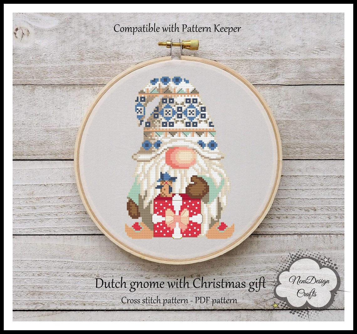 Dutch Gnome With Christmas Gift Cross Stitch Pattern Christmas - Etsy