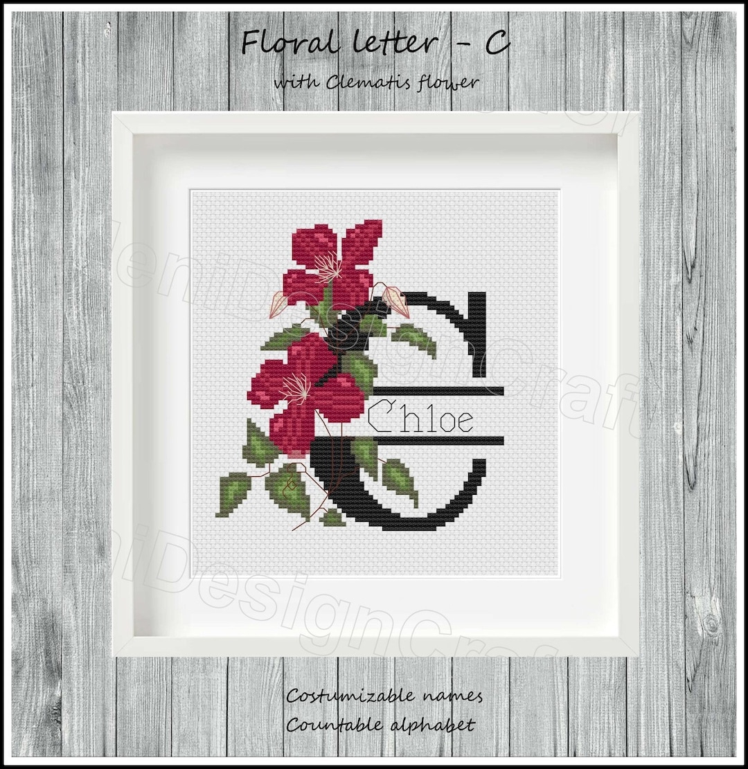 Floral Letter C Cross Stitch Pattern Customizable Names Countable ...