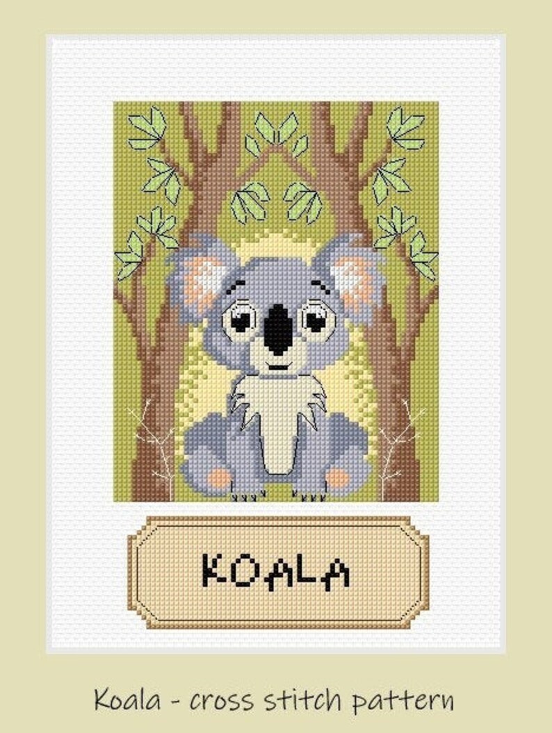 Koala Cross Stitch Pattern Jungle Animal Cross Stitch Pattern | Etsy