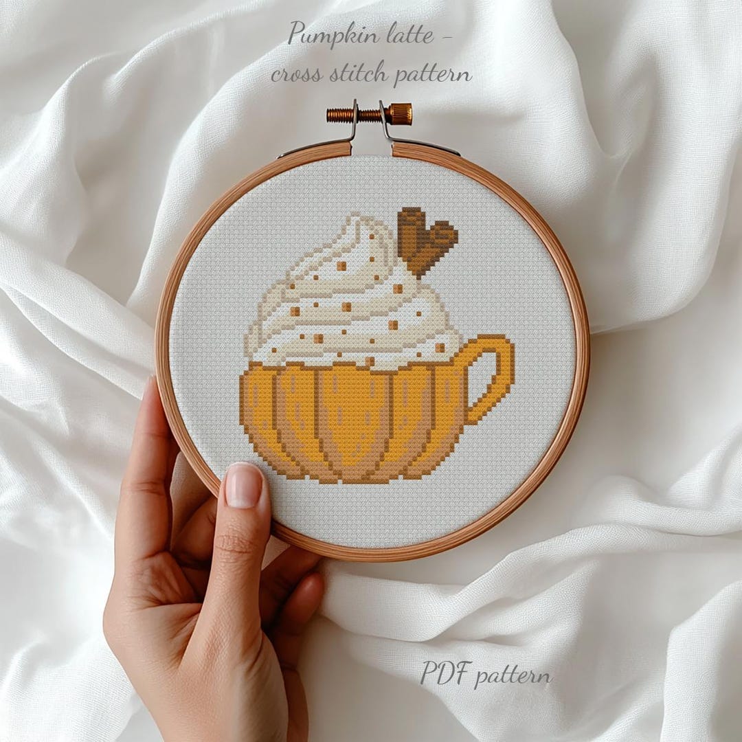 Pumpkin Latte Cross Stitch Pattern, Halloween Drink (PDF Pattern) - Etsy
