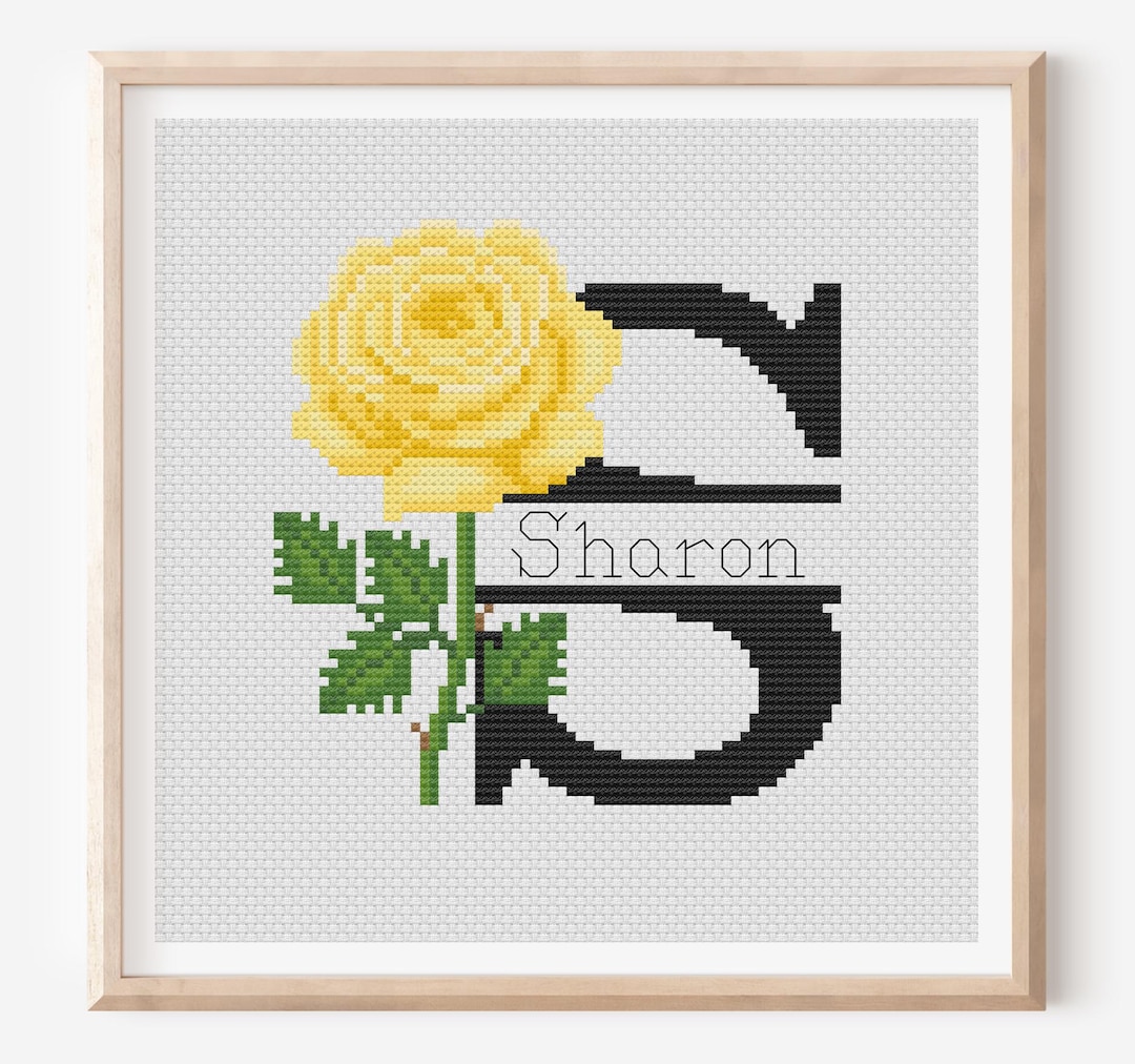 Alphabet Cross Stitch Pattern Letter R Yellow Rose Only L Letter Custom ...