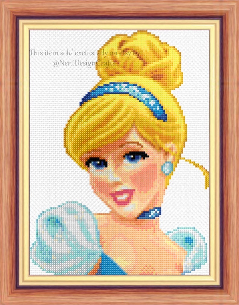 Cinderella Small Portrait Cross Stitch Pattern Princess Cross | Etsy