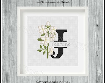 Letter J Cross Stitch Pattern - Floral, Alphabet, Initial, Name - Etsy