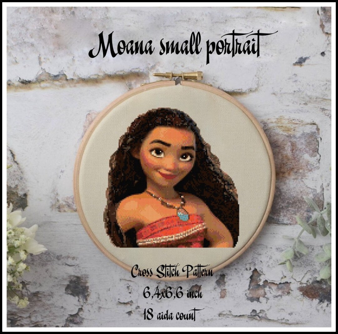 Moana Small Portrait Cross Stitch Pattern Princess Cross Stitch Moana ...