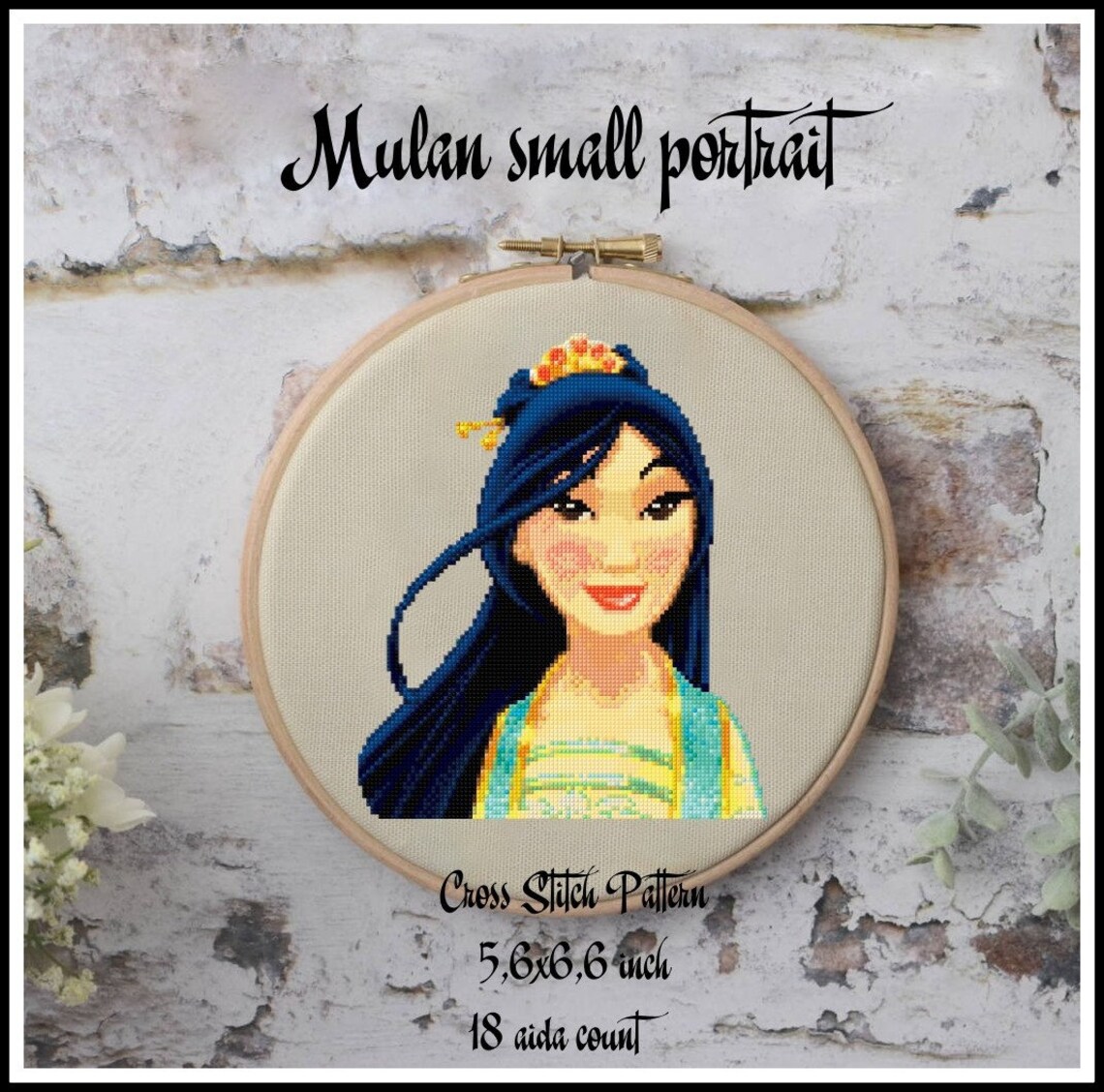 Mulan Portrait Cross Stitch Pattern: Princess Tale (PDF Pattern) - Etsy