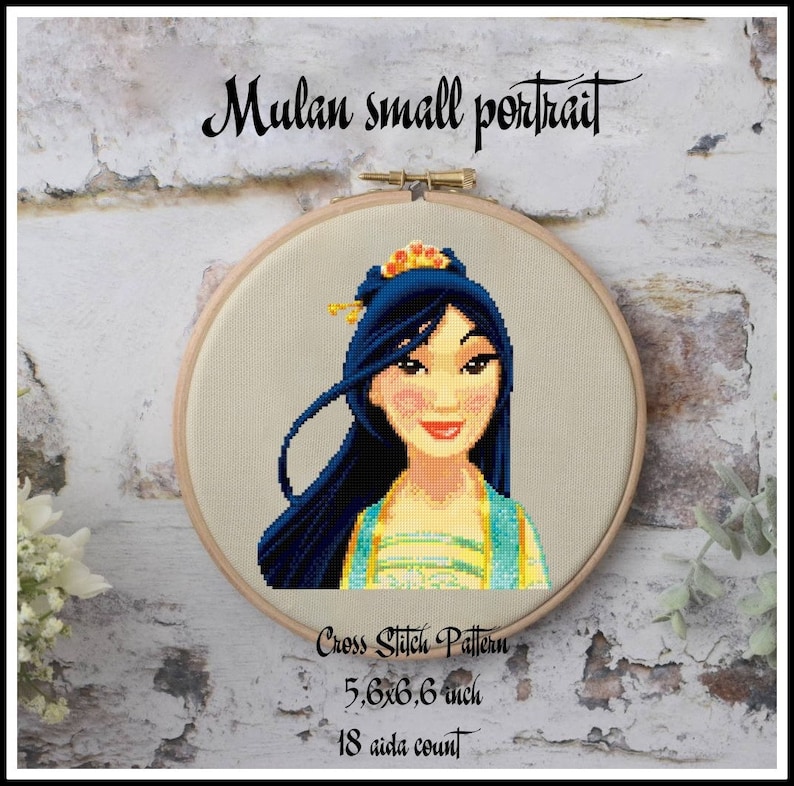 Mulan Portrait Cross Stitch Pattern: Princess Tale (PDF Pattern) - Etsy