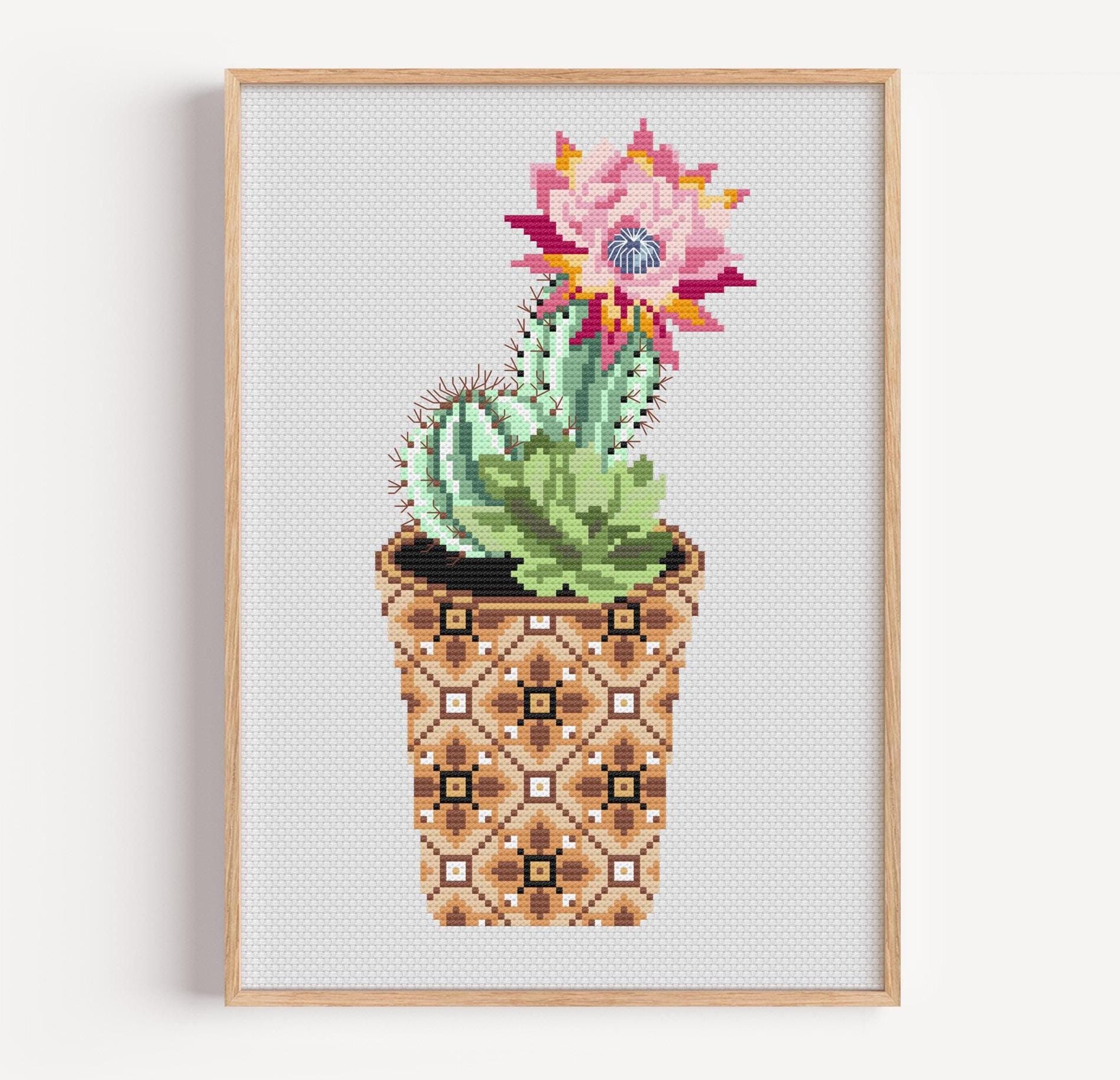 Blooming Cactus Cross Stitch Pattern, Desert Flower (PDF Pattern) - Etsy