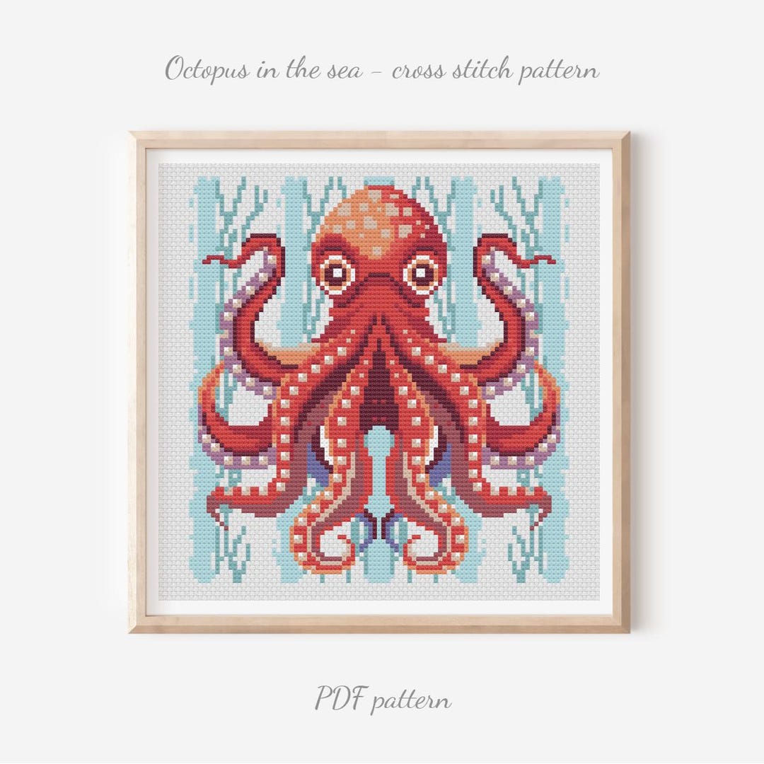 Striped Octopus Cross Stitch Pattern, Sea Animal (PDF Pattern) - Etsy