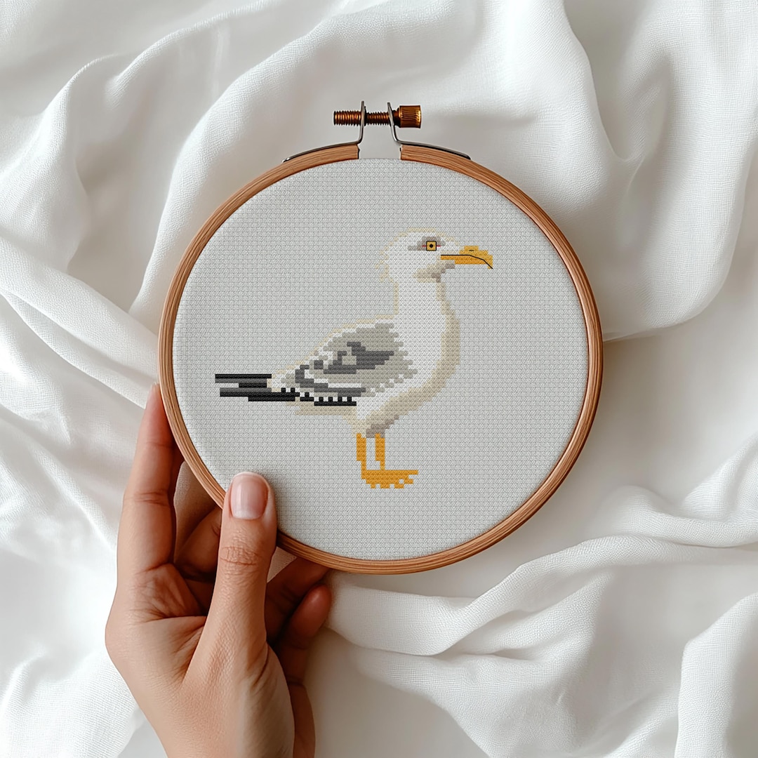 Mini Cross Stitch Seagull Pattern Easy Embroidery PDF Pattern Digital ...