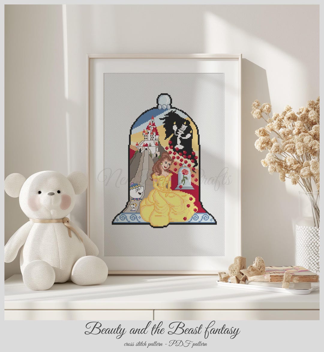 Princess Cross Stitch Pattern Beauty and the Beast Fantasy Girl Room ...