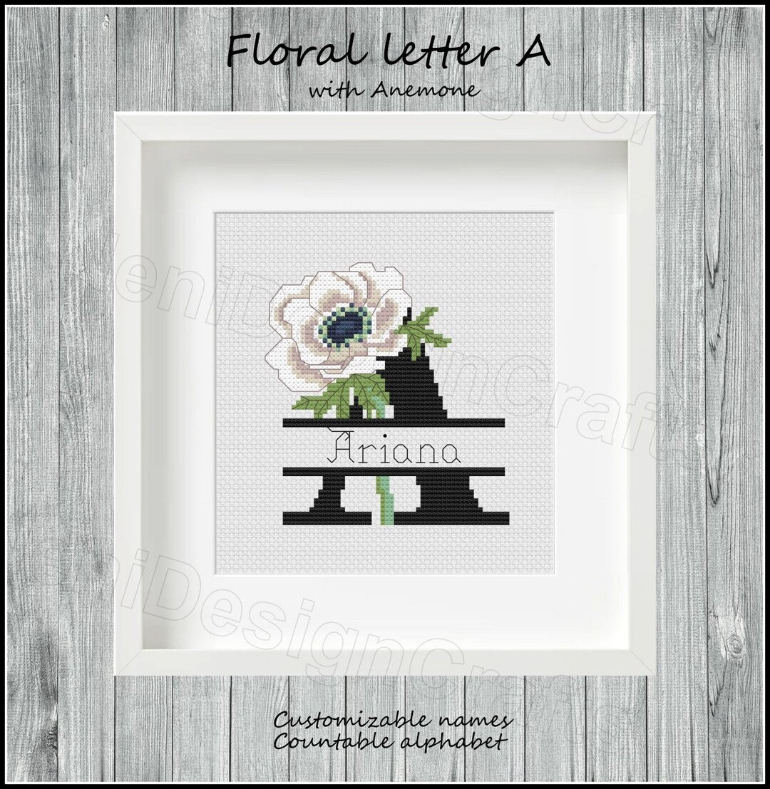 Floral Letter A Cross Stitch Pattern Customizable Names Countable ...