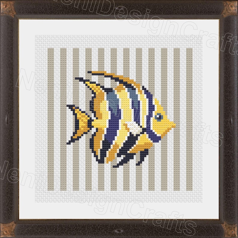 Angelfish Cross Stitch Pattern: Modern Mini Sea Animal Design (PDF ...