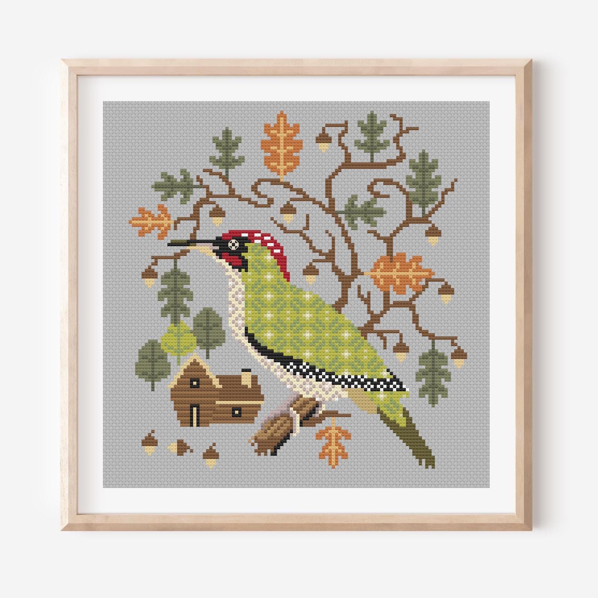 Green Woodpecker Cross Stitch Pattern, Norwegian Bird (PDF Pattern) - Etsy