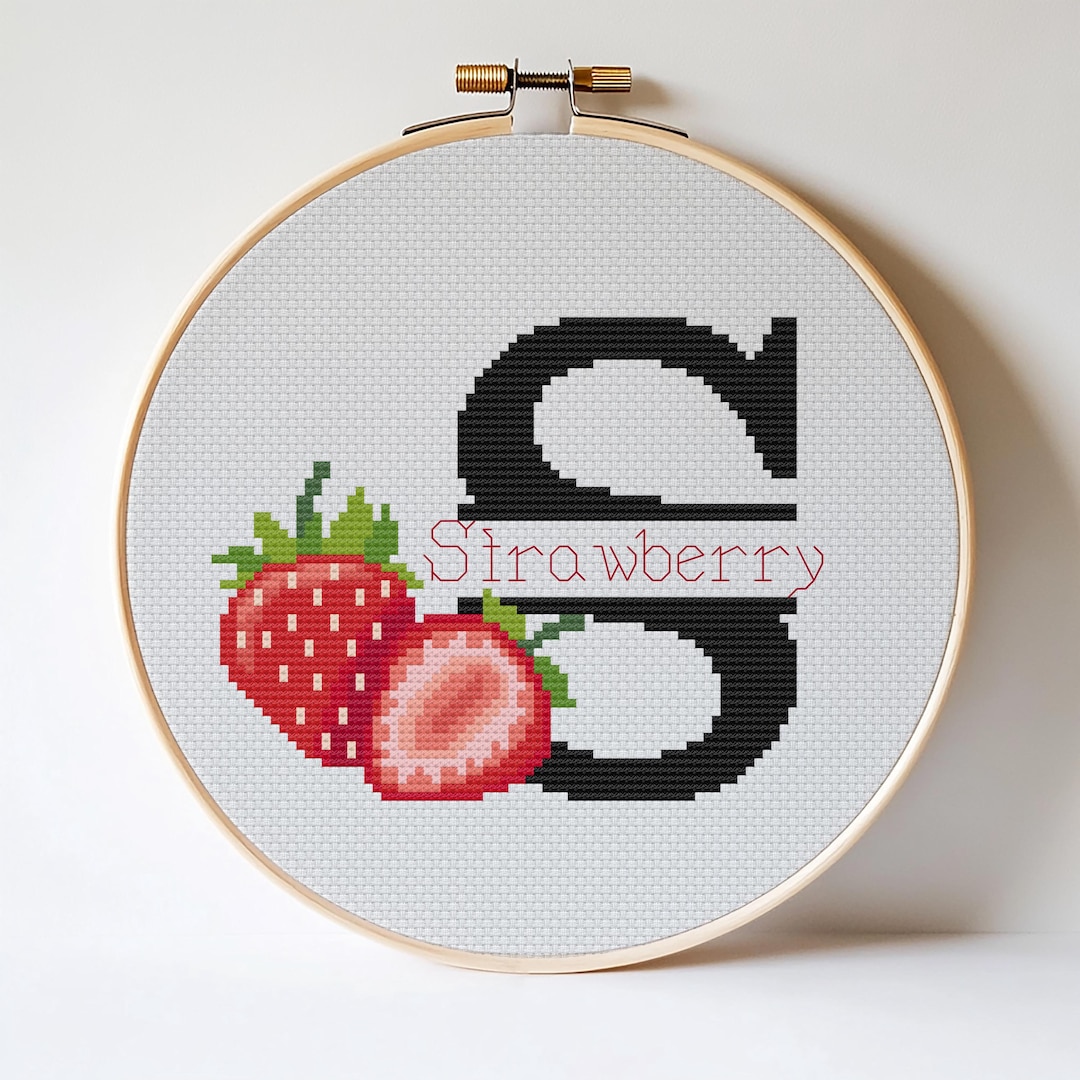 Letter S Cross Stitch Pattern: Strawberry Design (PDF Pattern) - Etsy