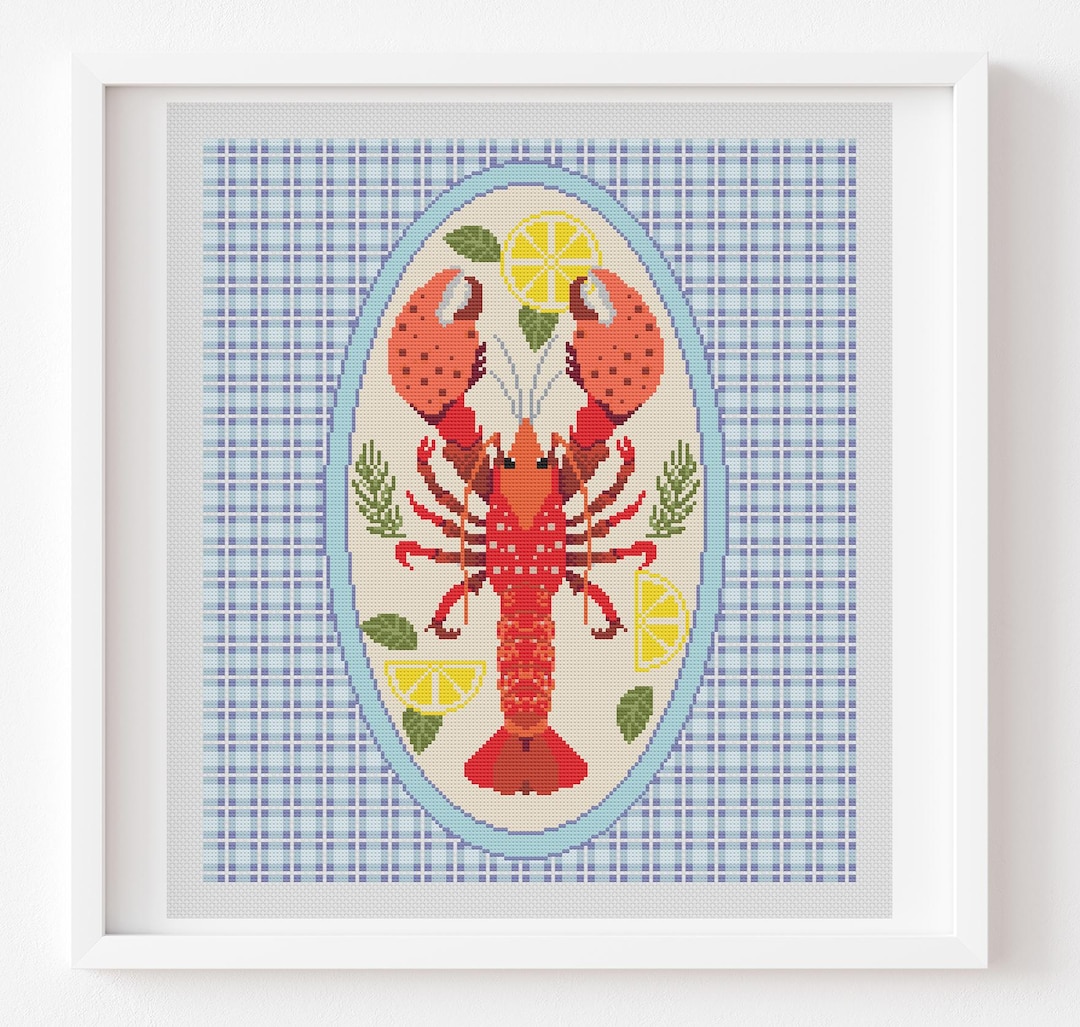 Retro Lobster Cross Stitch Pattern, Seafood Wall Art (PDF) - Etsy