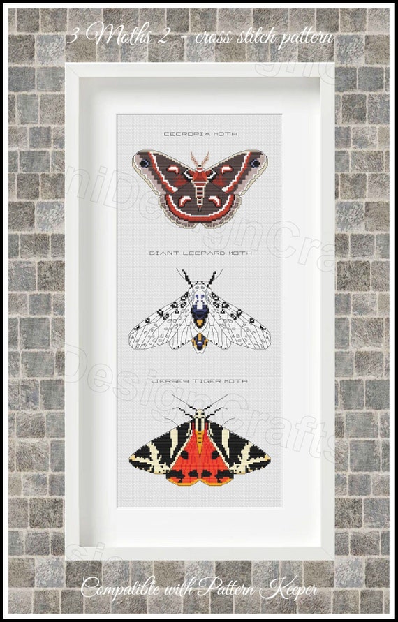 3 Moths 2 Cross Stitch Pattern Cecropia Moth Giant Leopard - Etsy