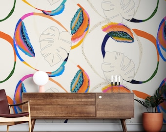 Abstract Organic Shapes Wallpaper Ethnic Botanical Wall Mural ...