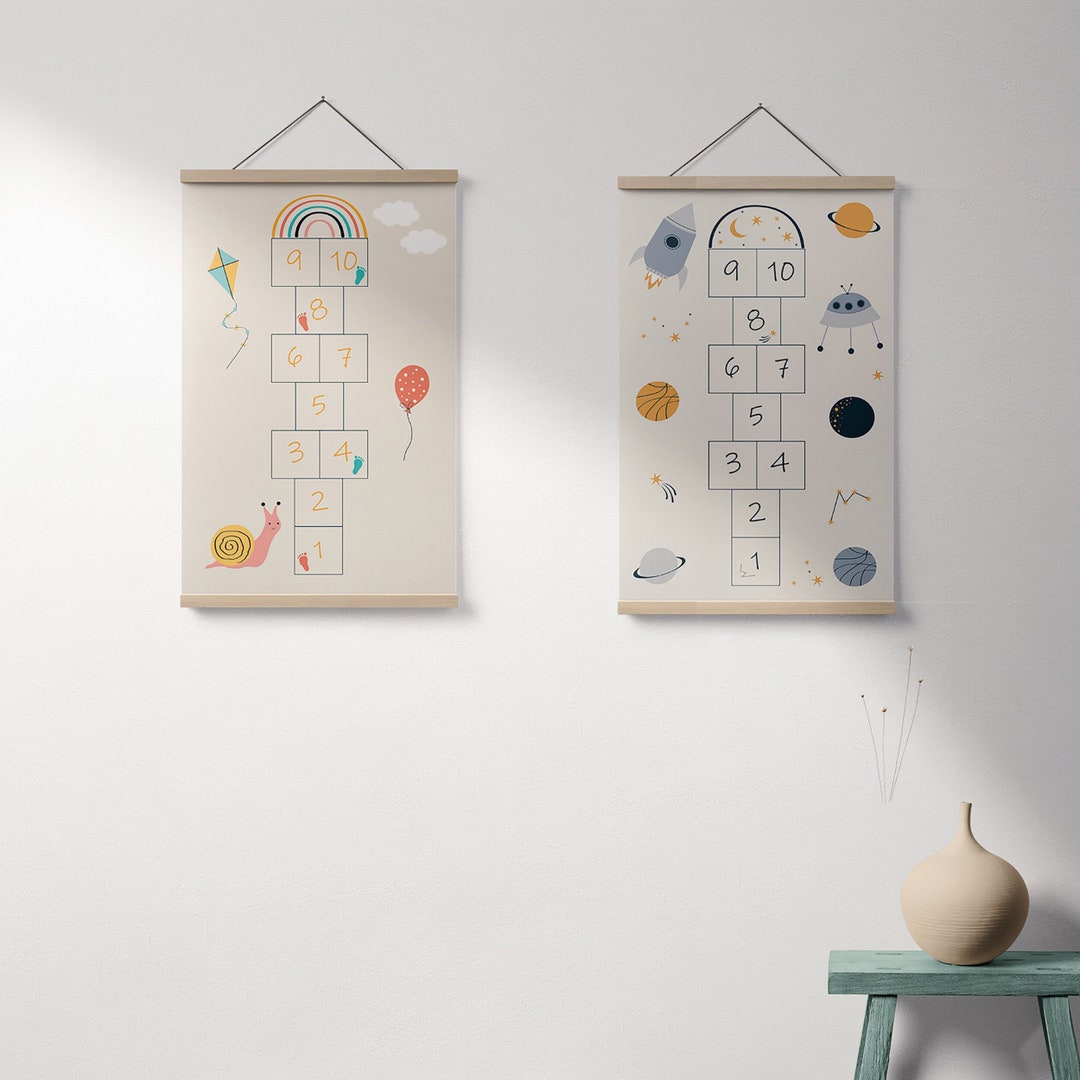 Hopscotch Children Game Poster Summer Kids Outdoor Game Wall Art 2 Set ...