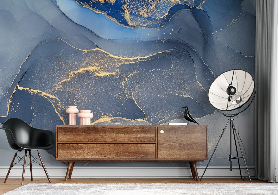 Abstract Wallpaper / Blue Wallpaper / Ink Paint Wallpaper / - Etsy
