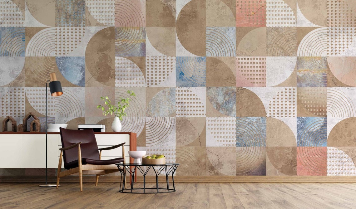 Radial Circles Wallpaper / Brown Wallpaper / Geometric Shapes - Etsy