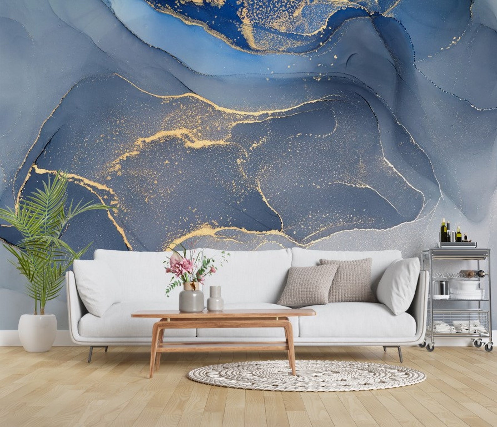 Abstract Wallpaper / Blue Wallpaper / Ink Paint Wallpaper / - Etsy