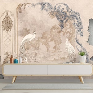 Broken Wall Wallpaper / Rococo Wallpaper / Beige Wallpaper / Peel ...