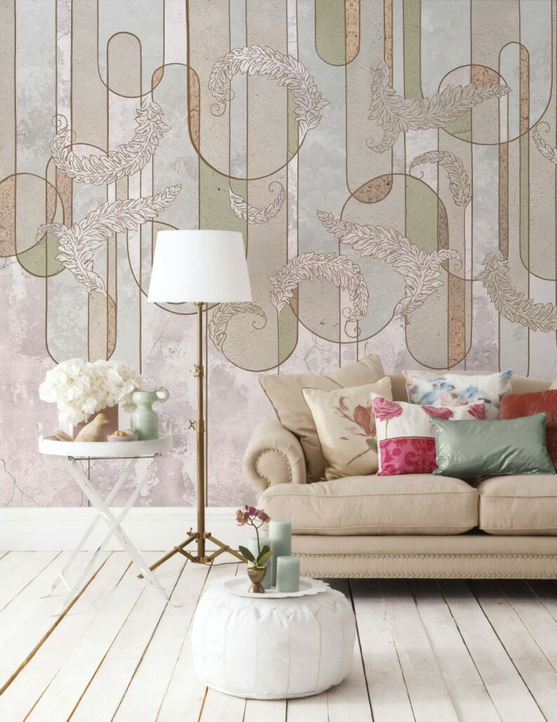 Rococo Style Wallpaper / Geometric Shape Wallpaper / Concrete - Etsy