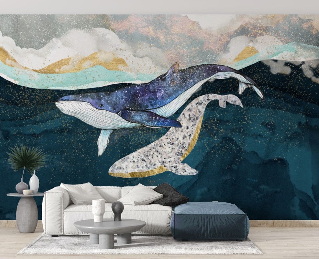 Whales in the Ocean Wallpaper / Animal Wallpaper / Art Design Wallpaper ...