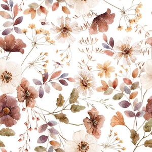 Autumnal Fall Hand Drawn Watercolor Floral Wallpaper Mural - Etsy