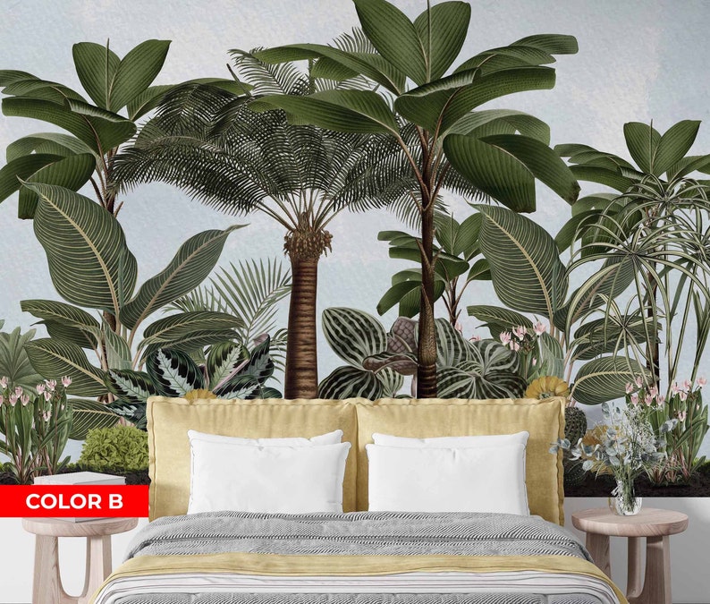 Tropical Jungle Dream Wallpaper Exotic Plants Removable - Etsy