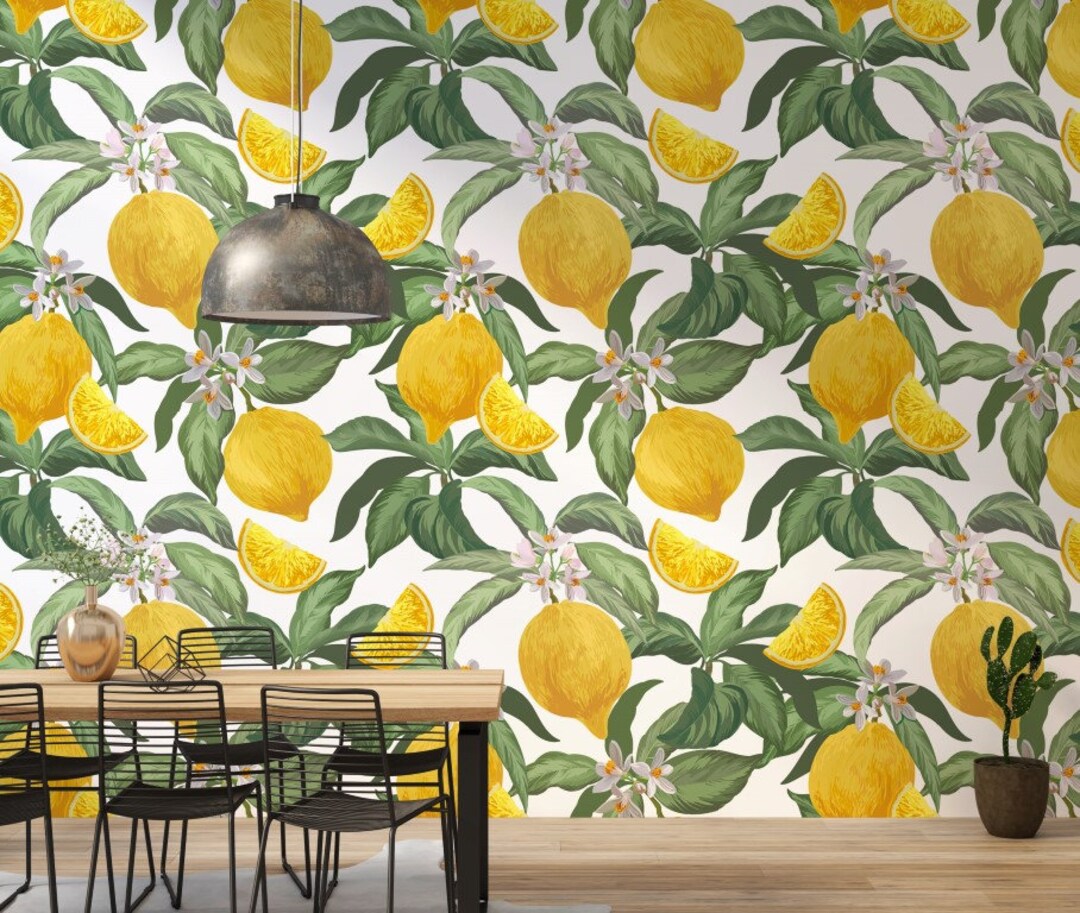 Fresh Lemons on Branch Peel and Stick Wallpaper / Lemon Fruits ...