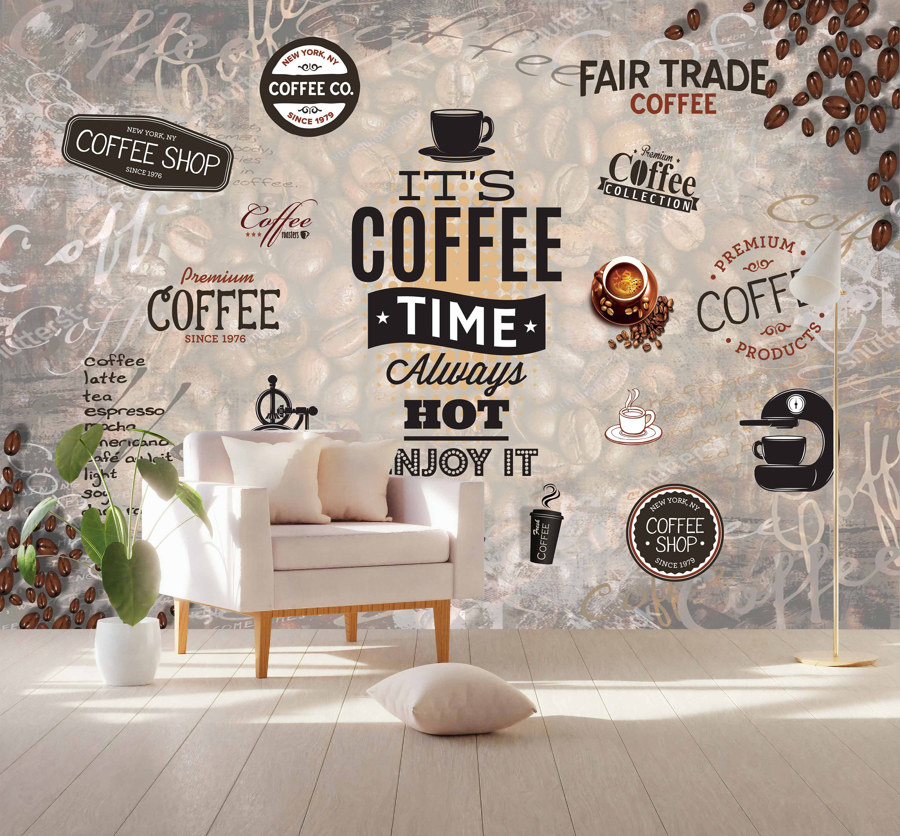 Coffee Themed Wallpaper / Coffee Wallpaper / Cafe Wallpaper / | Etsy Canada