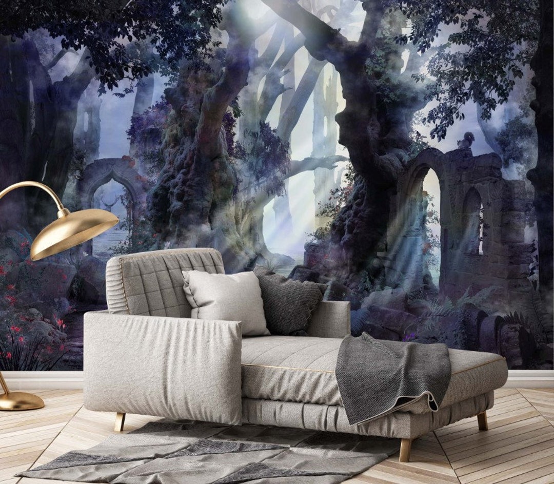 Deep Blue Forest Wallpaper / Landscape Wallpaper / Nature Wallpaper ...