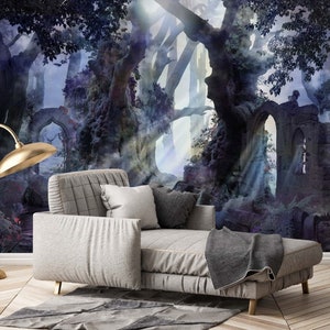 Deep Blue Forest Wallpaper / Landscape Wallpaper / Nature - Etsy