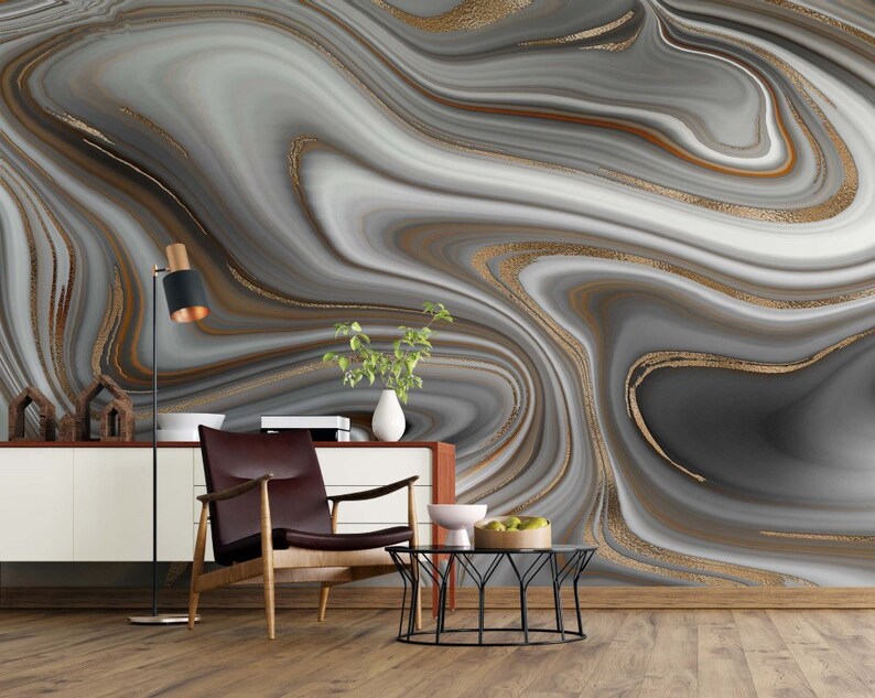 Pastel Grey Colours With Golden Looking Veins Wallpaper / Abstract ...