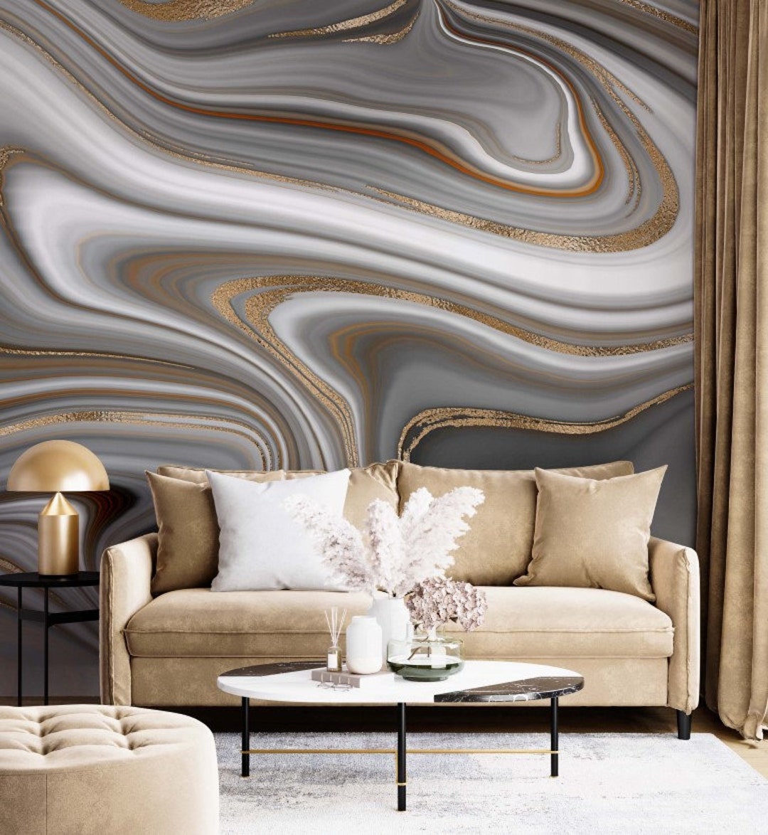 Pastel Grey Colours With Golden Looking Veins Wallpaper / Abstract ...