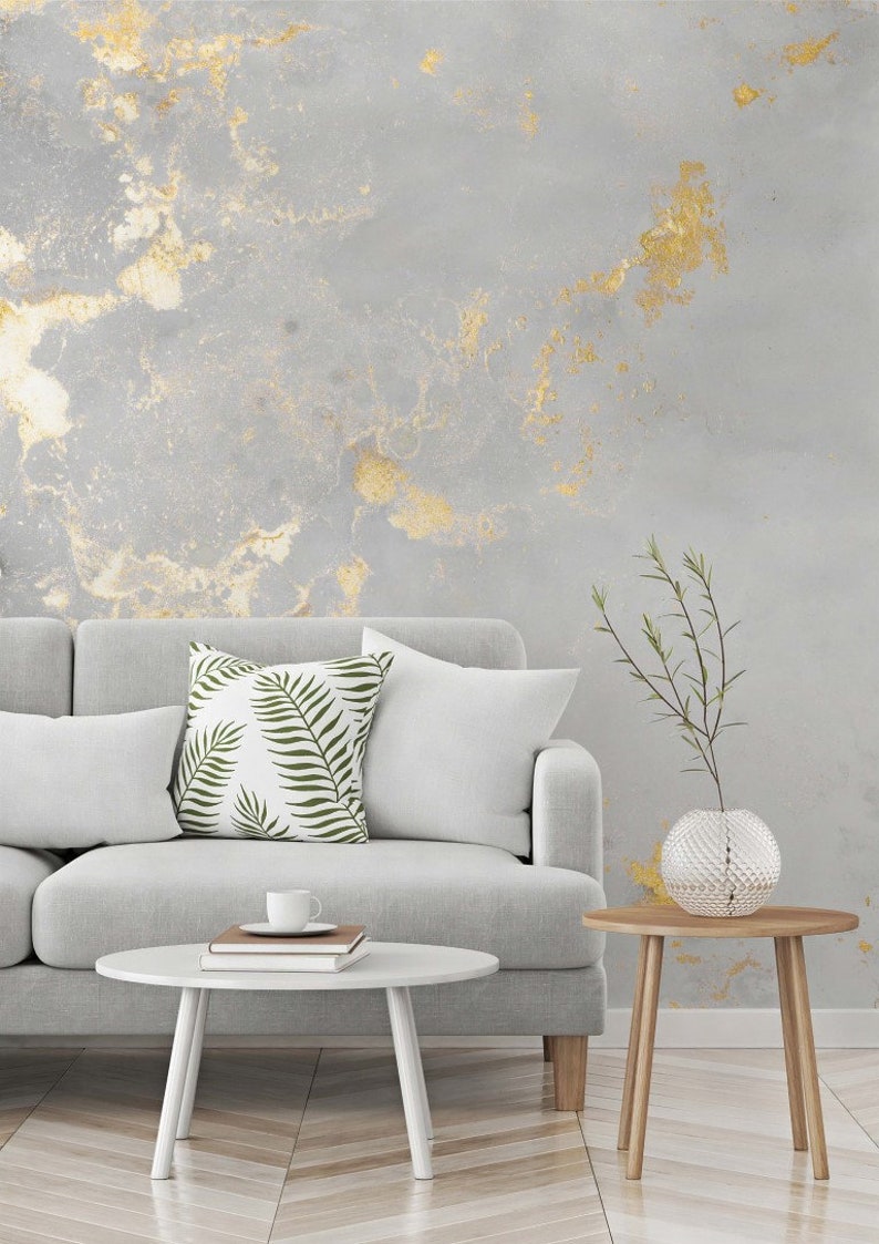 Orange and Gray Lightning Texture Wallpaper / Modern Marble | Etsy