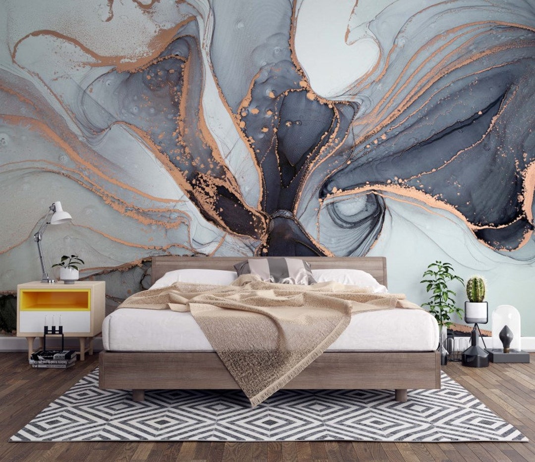 Abstract Wallpaper Ink Paint Wall Mural Luxury Peel and Stick Wall ...