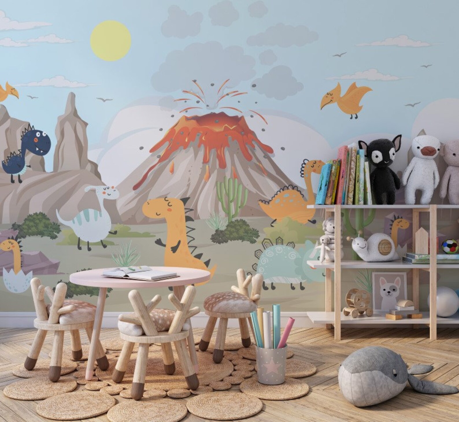 Dino Wallpaper / Erupted Volcano Mountains Wallpaper / - Etsy