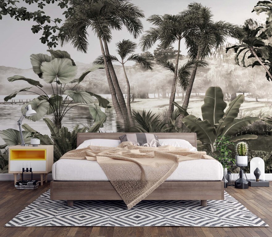 Coconut Trees Wallpaper Exotic Plants Peel and Stick Wall Mural ...
