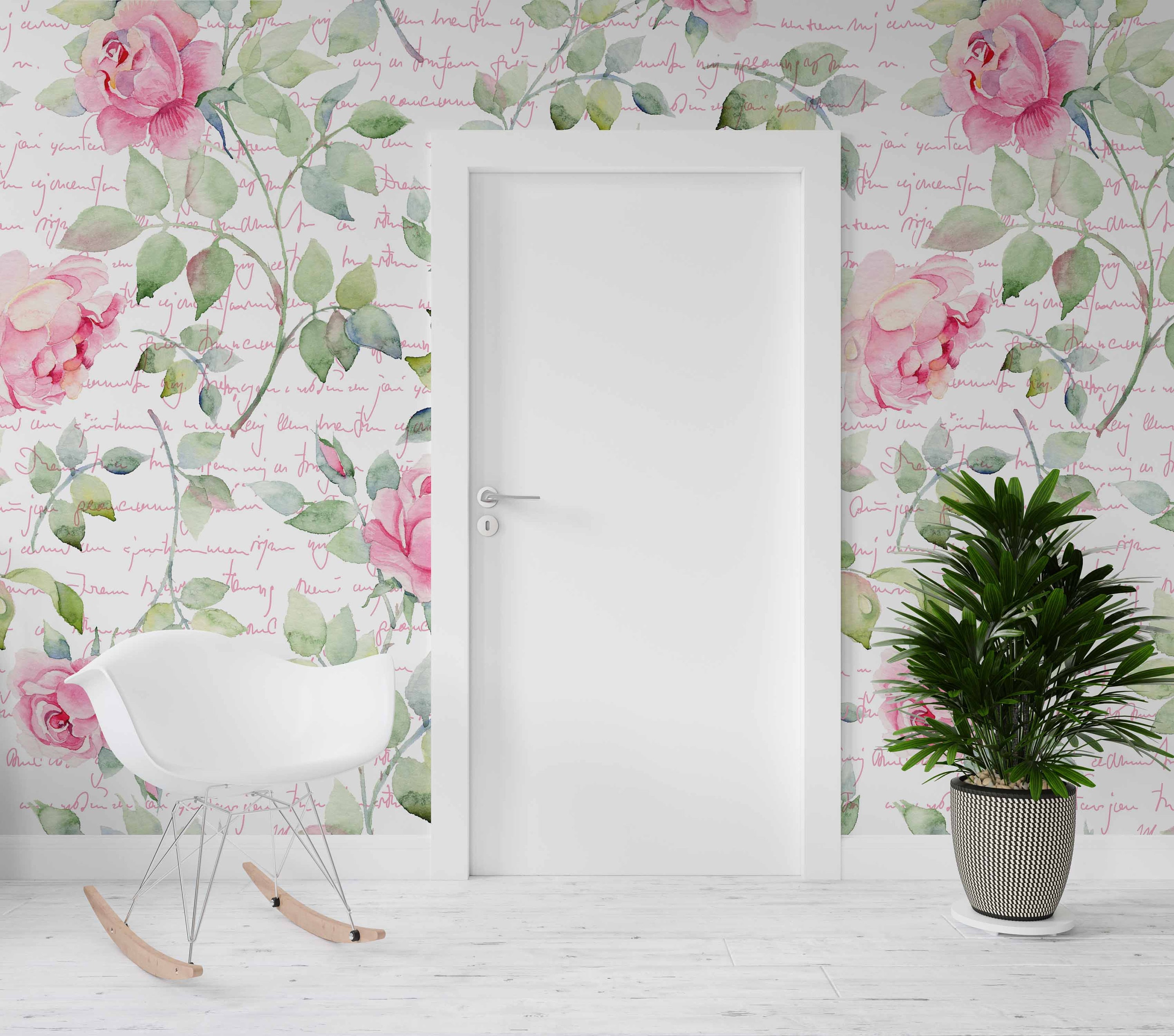 Pink Rose Bouquet Design Wallpaper / Flowers Wallpaper / | Etsy