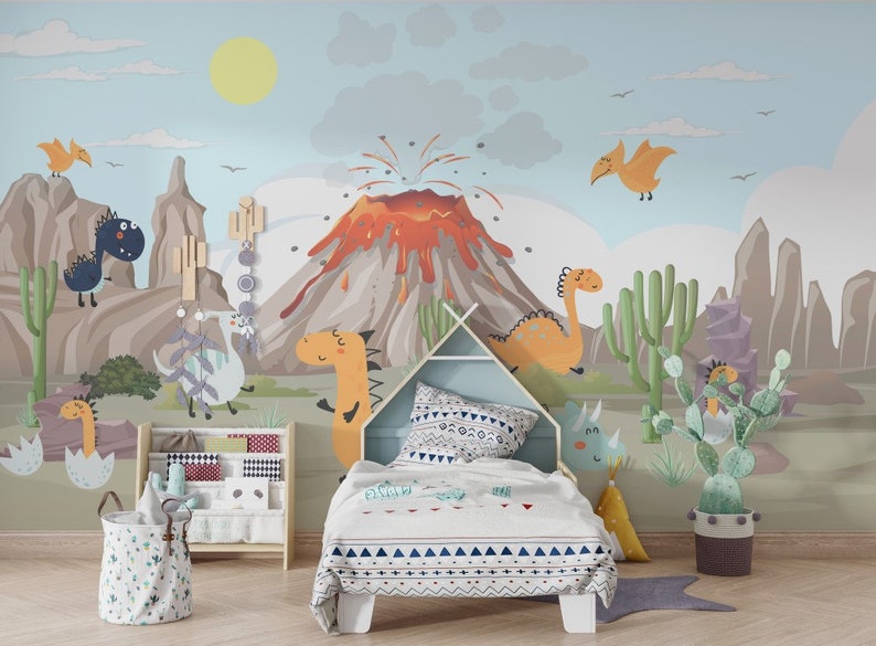 Dino Wallpaper / Erupted Volcano Mountains Wallpaper / - Etsy