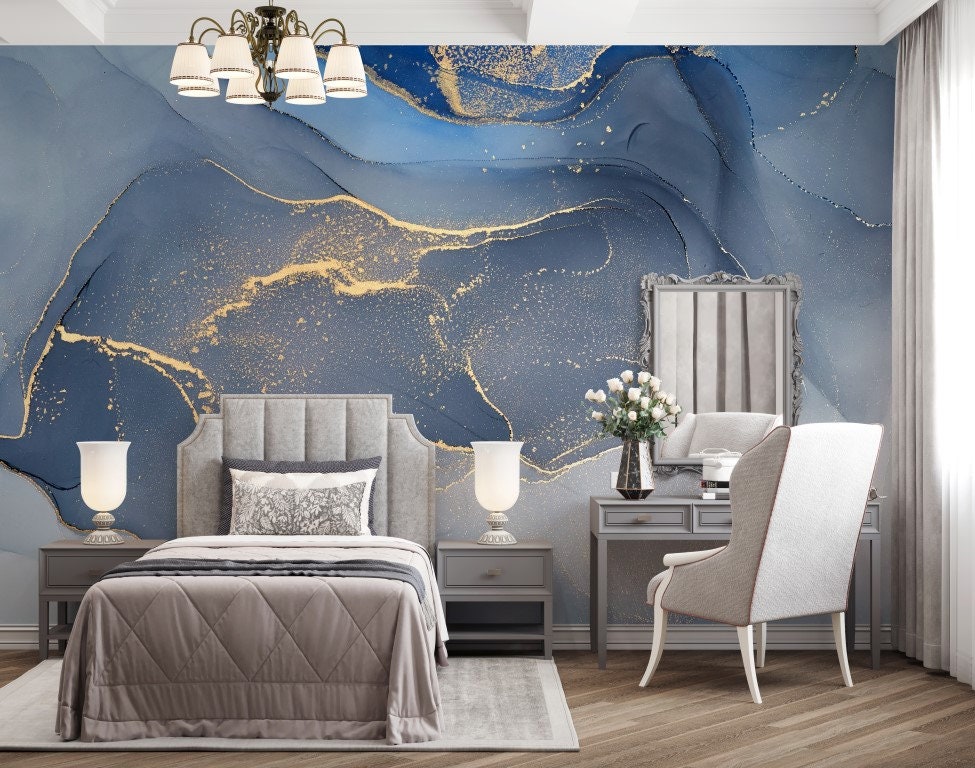 Abstract Wallpaper / Blue Wallpaper / Ink Paint Wallpaper / - Etsy