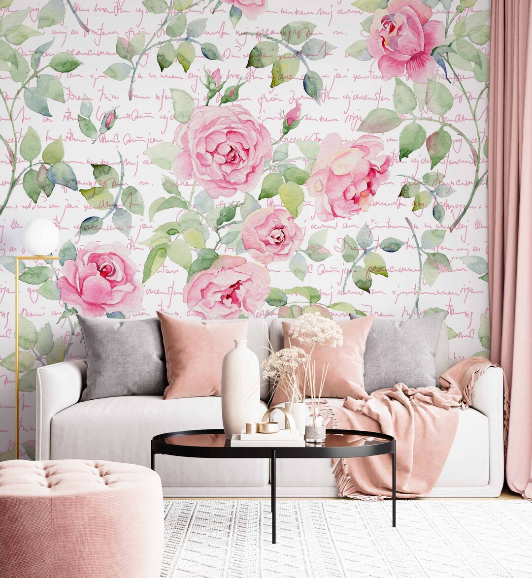 Pink Rose Bouquet Design Wallpaper / Flowers Wallpaper / Luxury ...