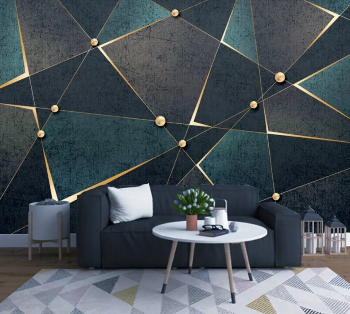 Geometric Triangle Shape Wallpaper Minimalist Wall Decor Luxury Peel ...