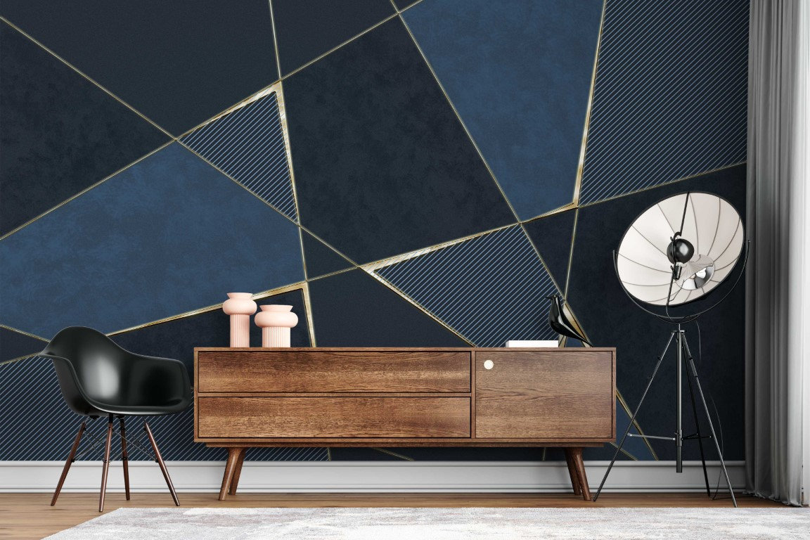 Dark Colored Random Geometric Shapes Peel and Stick Wallpaper - Etsy