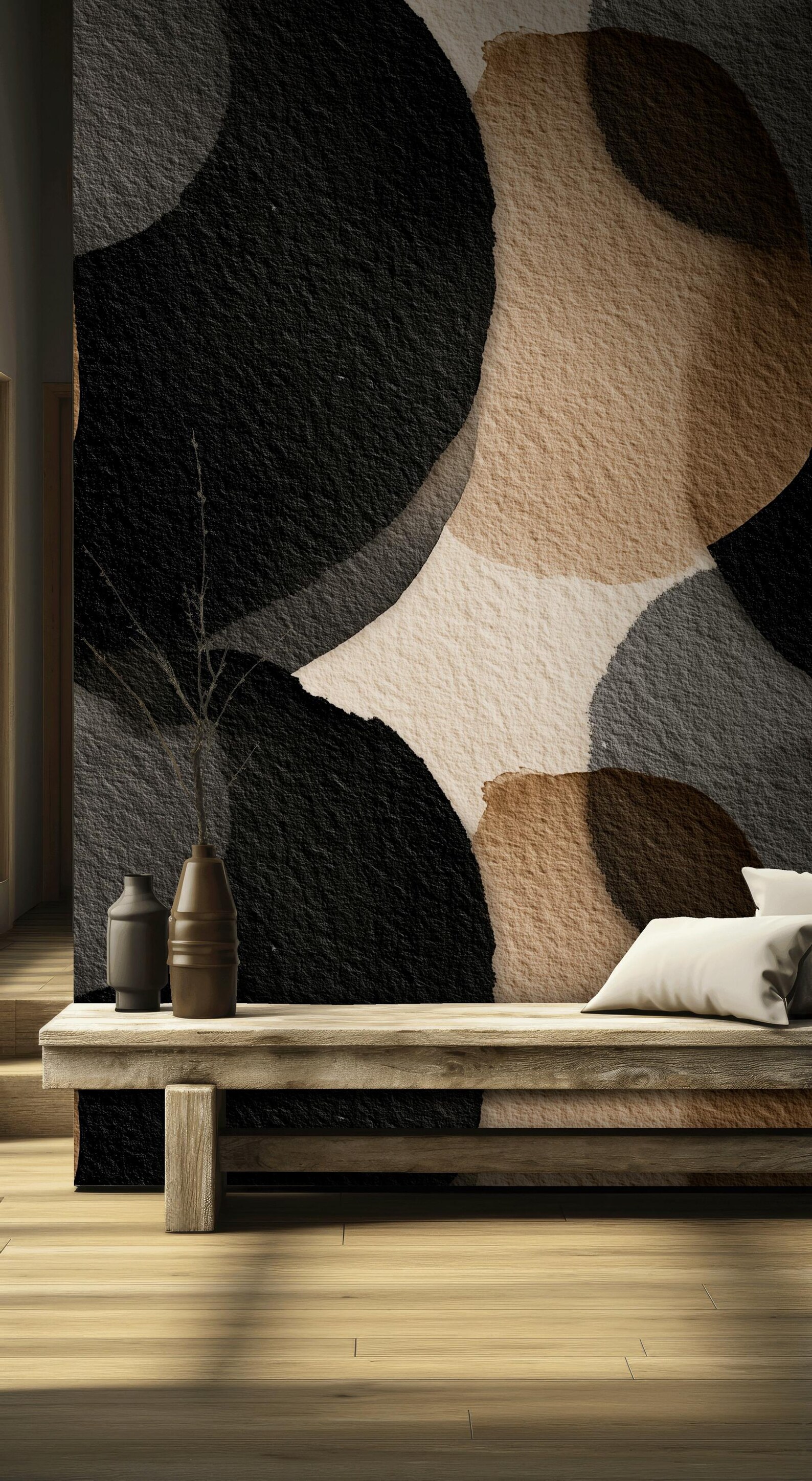 Abstract Shapes Wallpaper Modern Removable Peel and Stick Neutral Wall ...