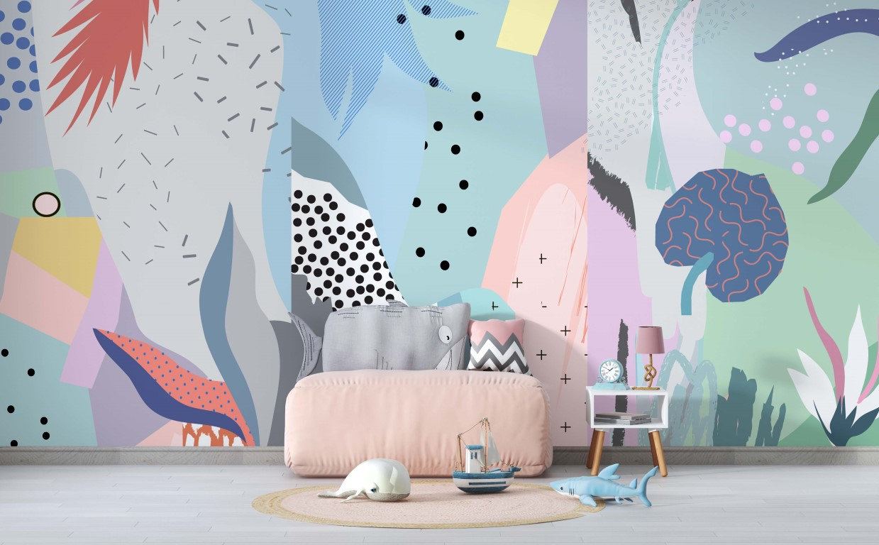 Colorful Random Shapes Wallpaper / Vivid Colored Wallpaper / - Etsy