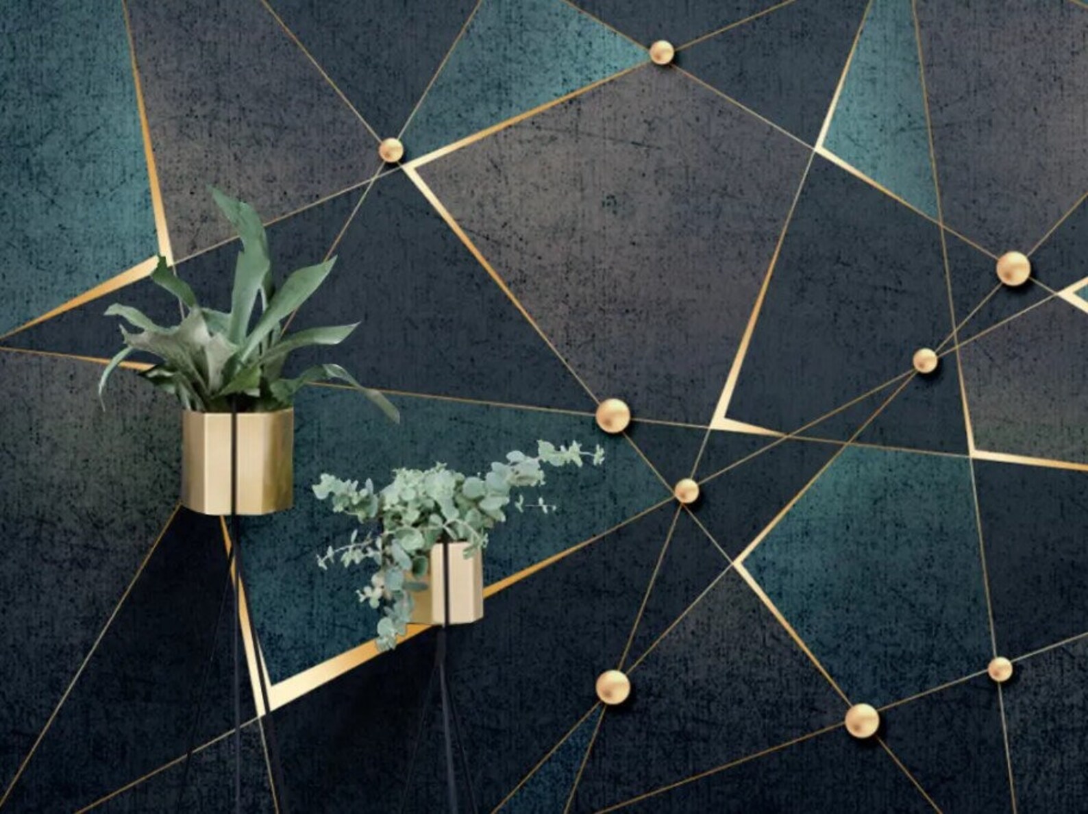 Geometric Triangle Shape Wallpaper Minimalist Wall Decor Luxury Peel ...